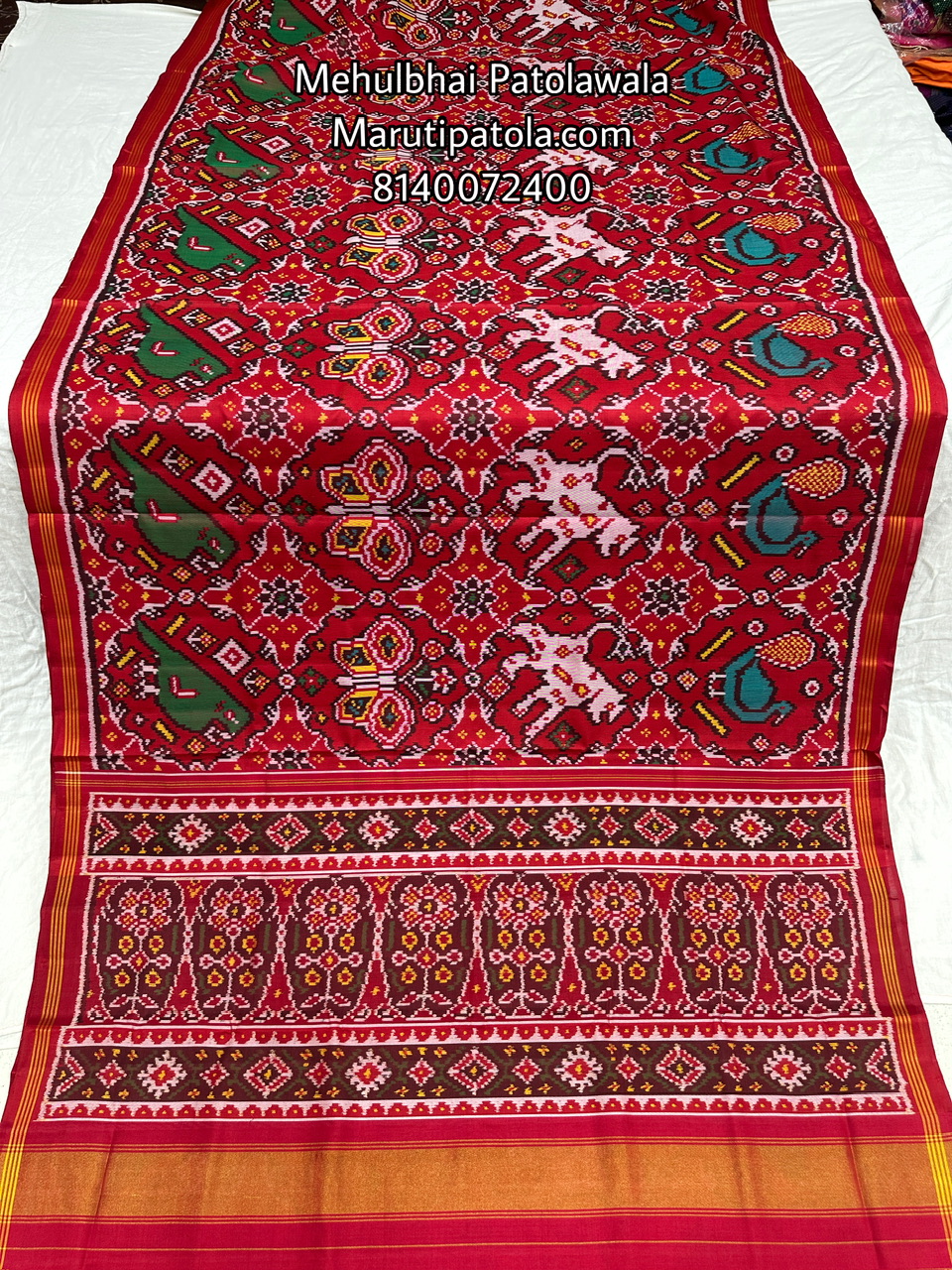 RED COLOUR 4 FIGURES DESIGN GUJARAT AUTHENTIC PATAN PATOLA SAREE ...